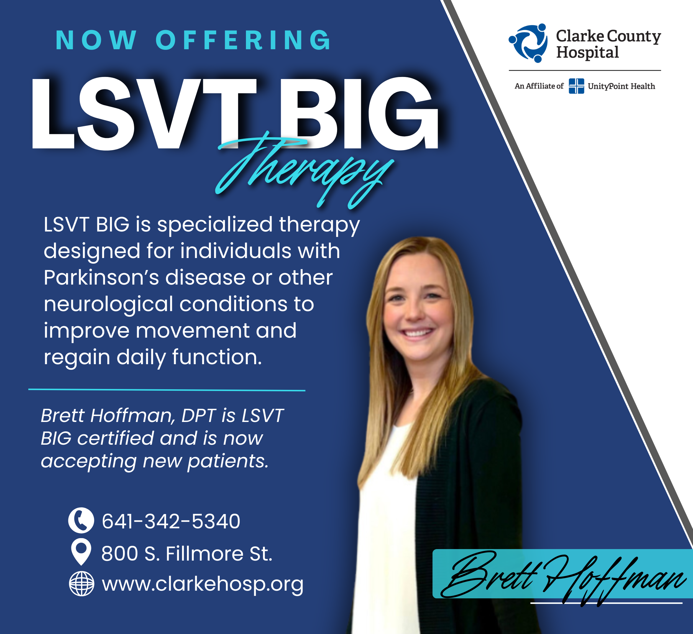 Clarke County Hospital is now offering LSVT Big Therapy